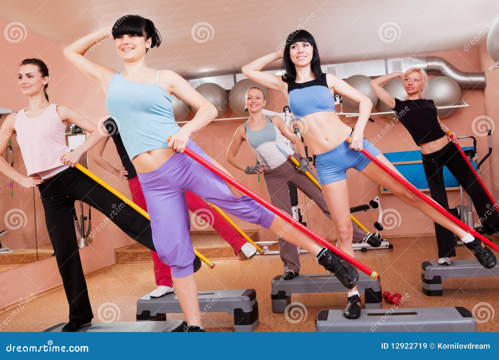 Women Doing Aerobic Workout Stock Image - Image of girl, beauty: 12922719