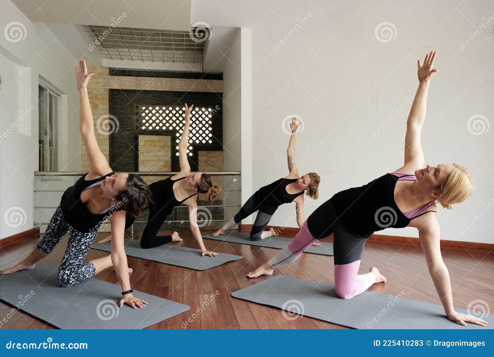 Women Doing Modified Side Plank Stock Image - Image of training ...