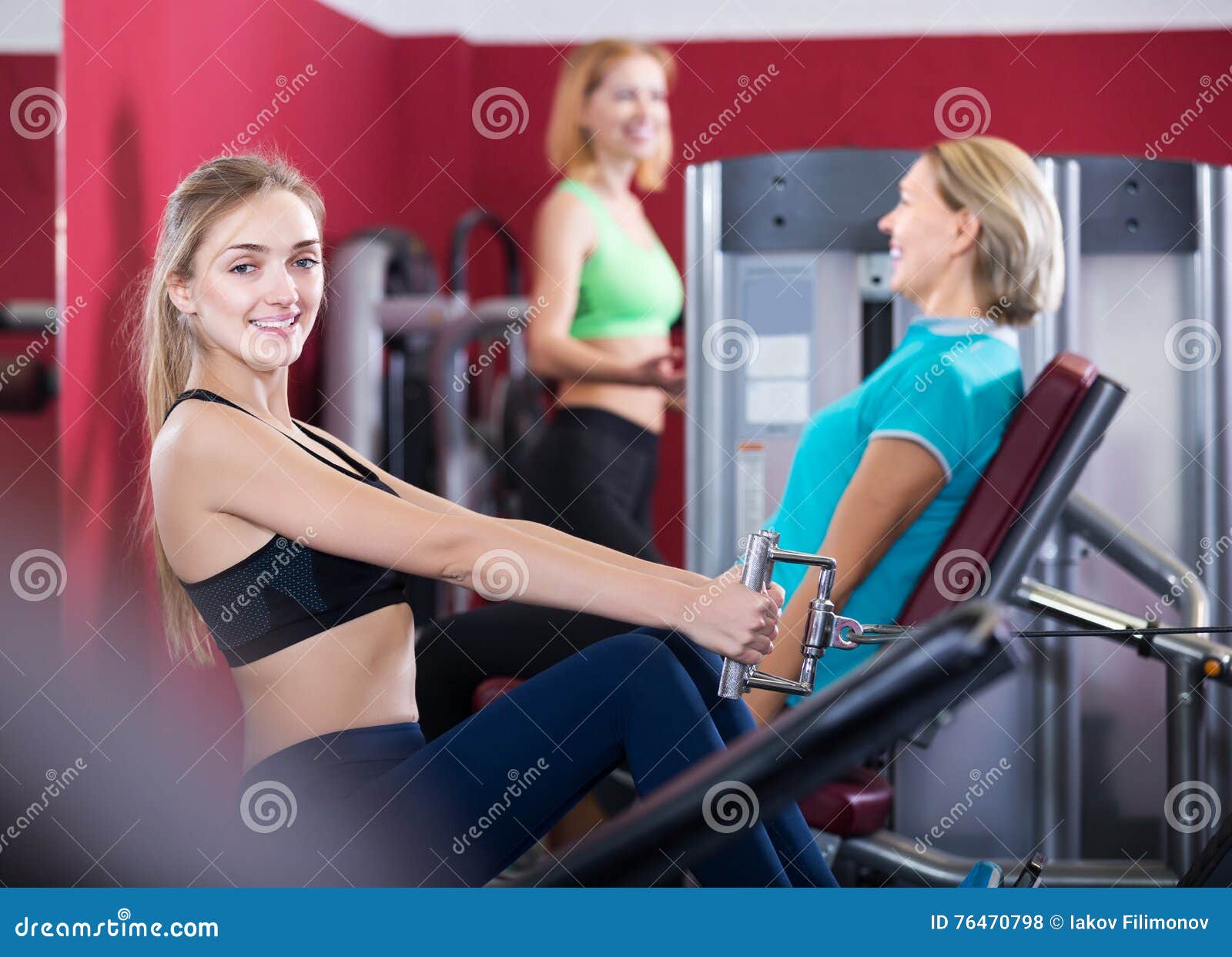 Women Doing Powerlifting on Machines Stock Photo - Image of active ...