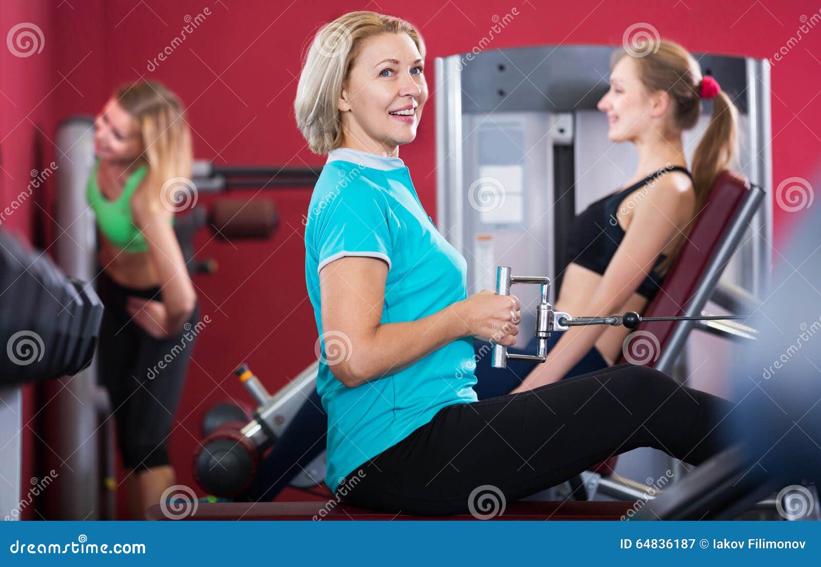 Women Doing Powerlifting on Machines Stock Image - Image of muscular ...