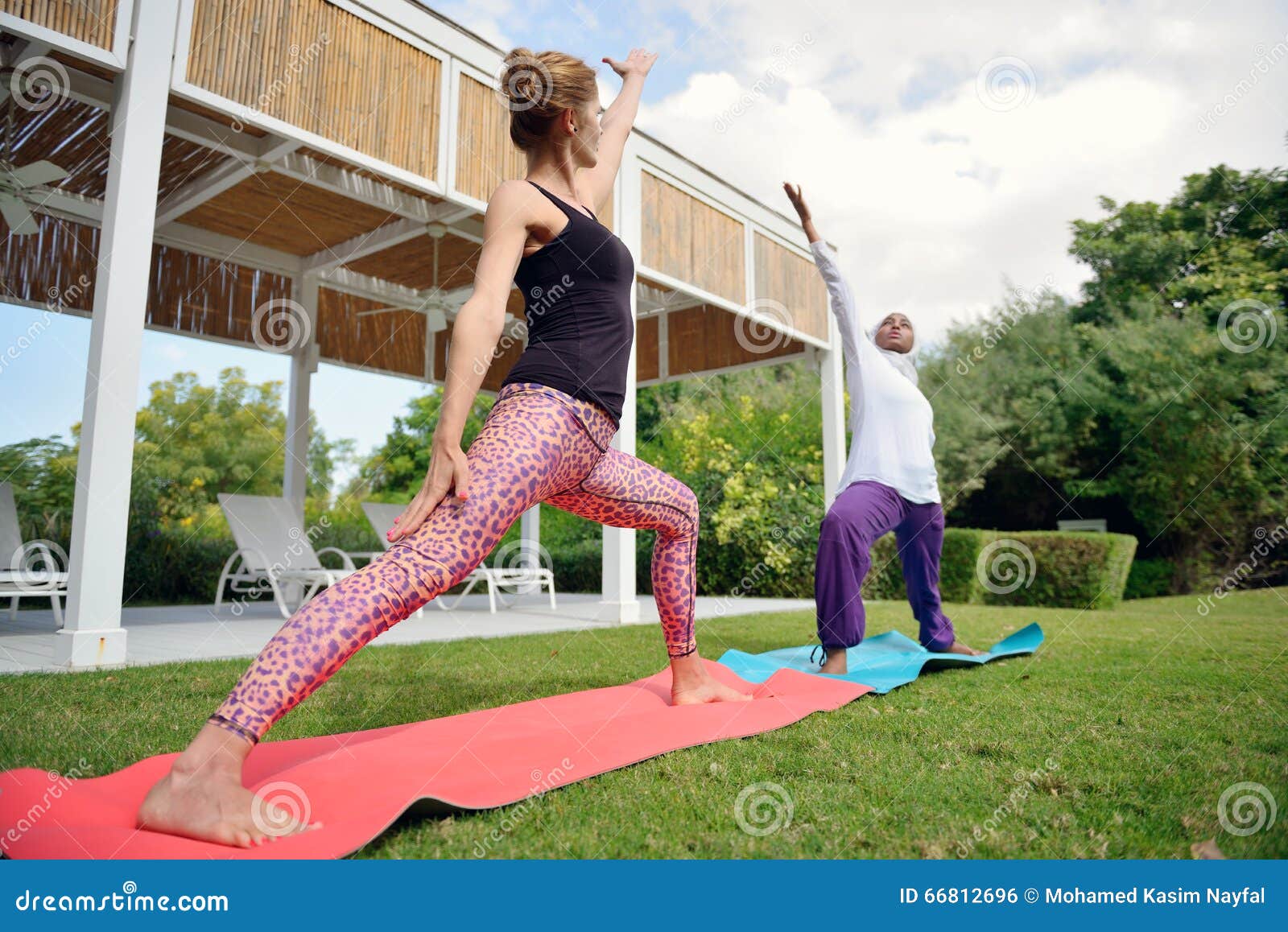 Women On Poolside. Side View Of Attractive Young Women In Bikini Stock ...