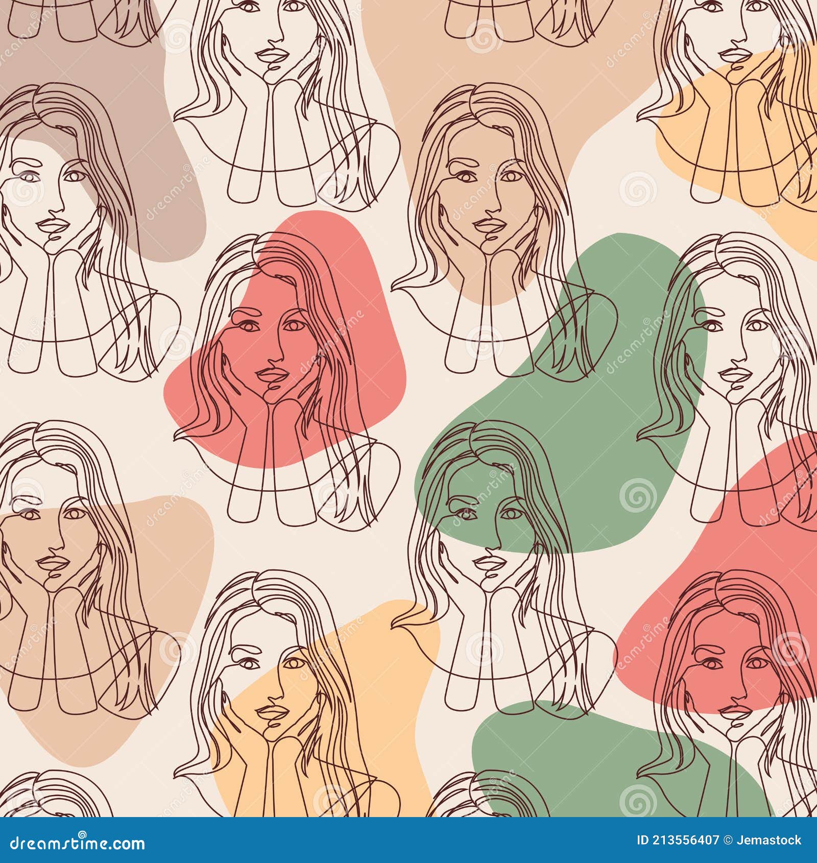 Women drawn pattern stock vector. Illustration of drawing - 213556407