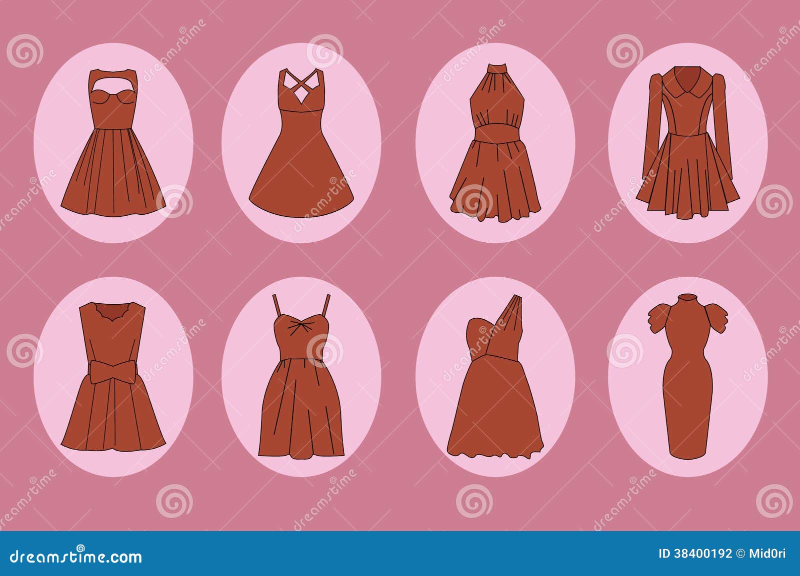 Women dresses icon set stock vector. Illustration of piece - 38400192