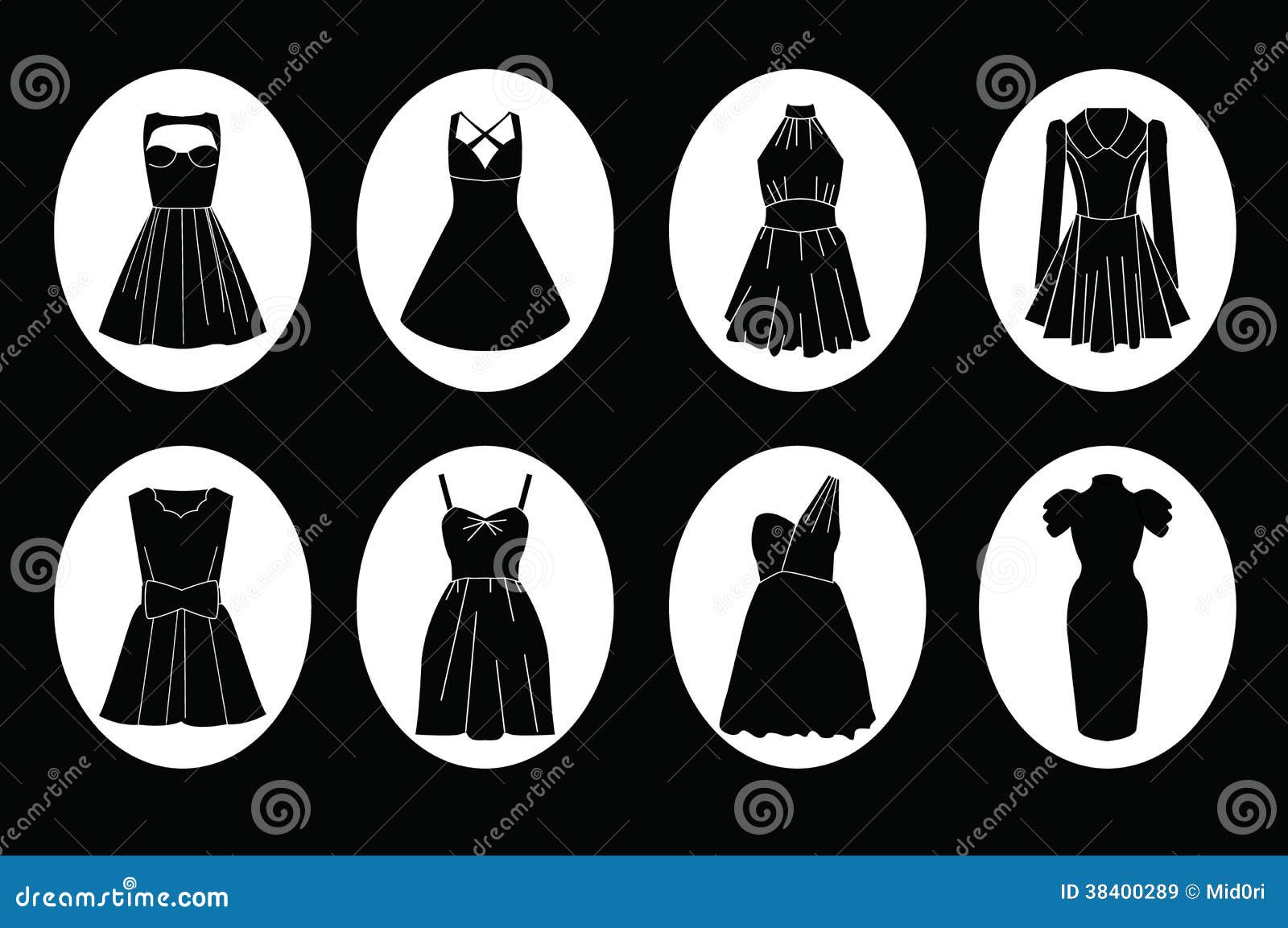 Women dresses icon set stock vector. Illustration of black - 38400289