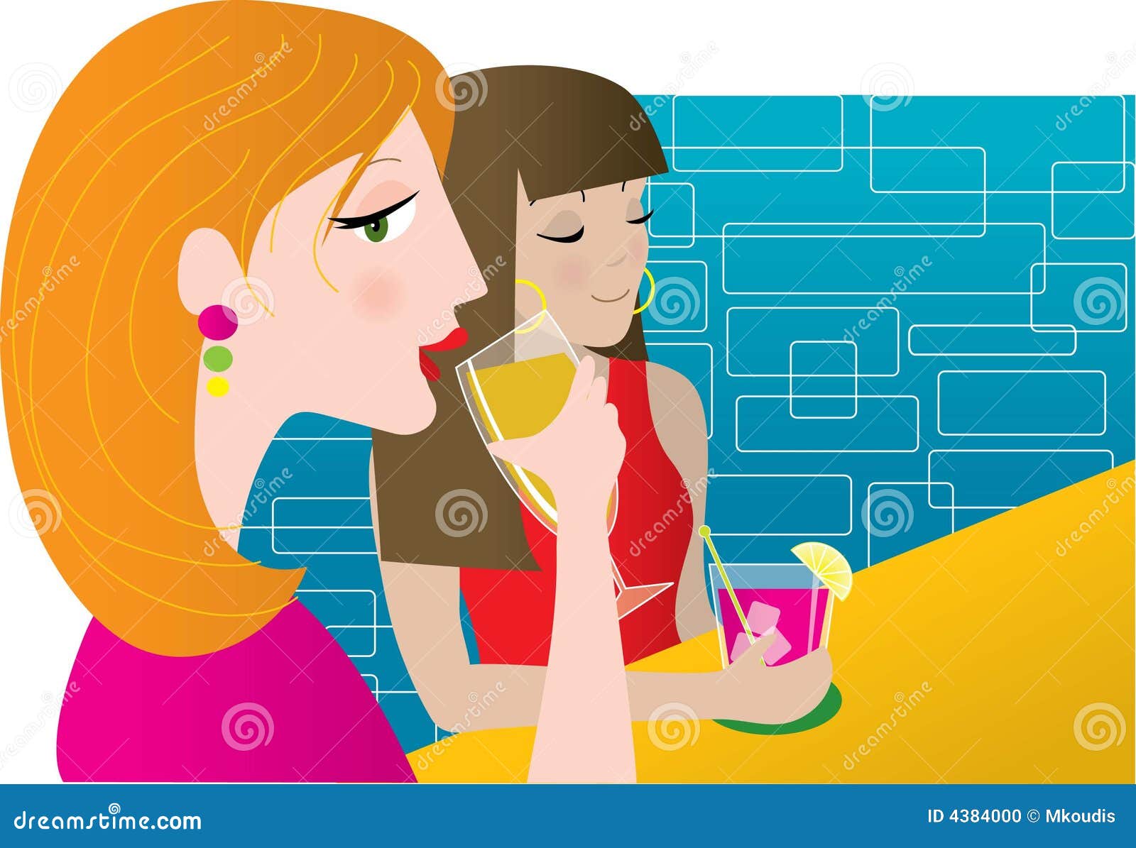 Women Drinking stock vector. Illustration of party, lemon - 4384000