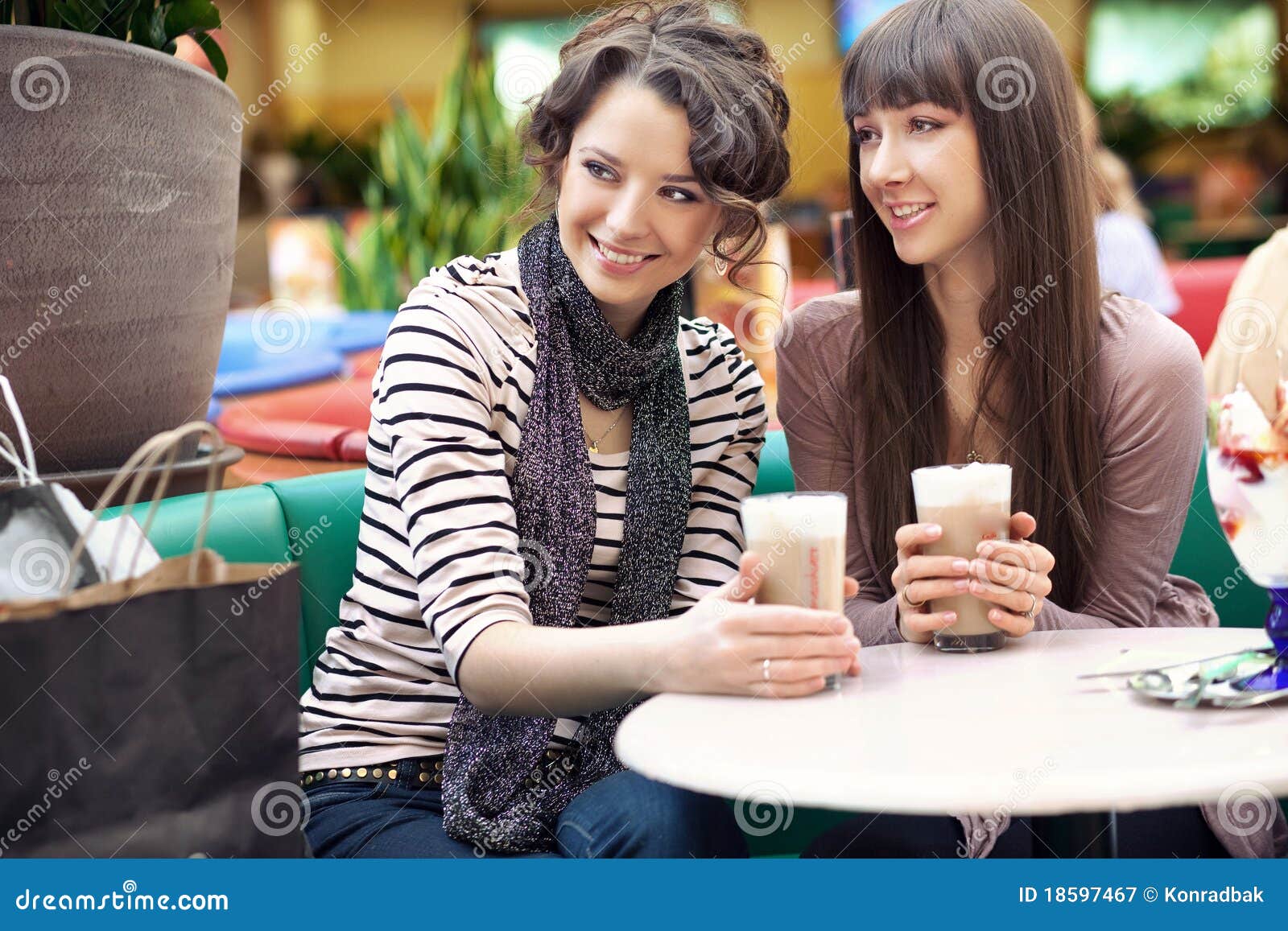 Women Drinking Coffee and Chatting Stock Image - Image of horizontal ...
