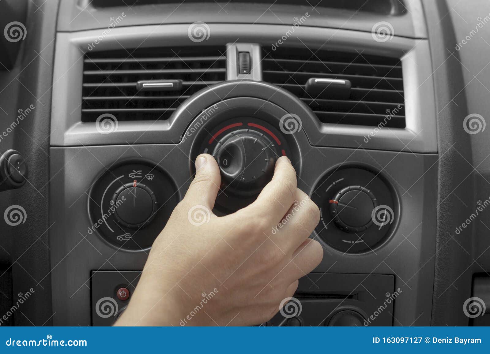Women Driver is Adjusting the Air Conditioner of the Car Stock Image ...