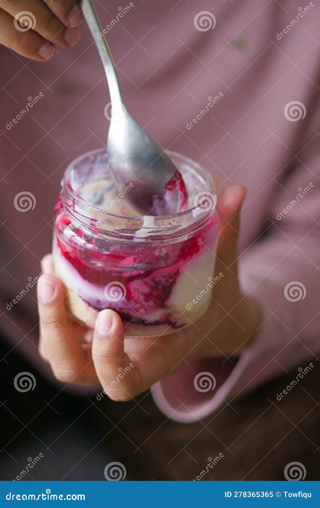 Women Eating Chocolate Pudding in a Glass Jar Stock Image - Image of ...