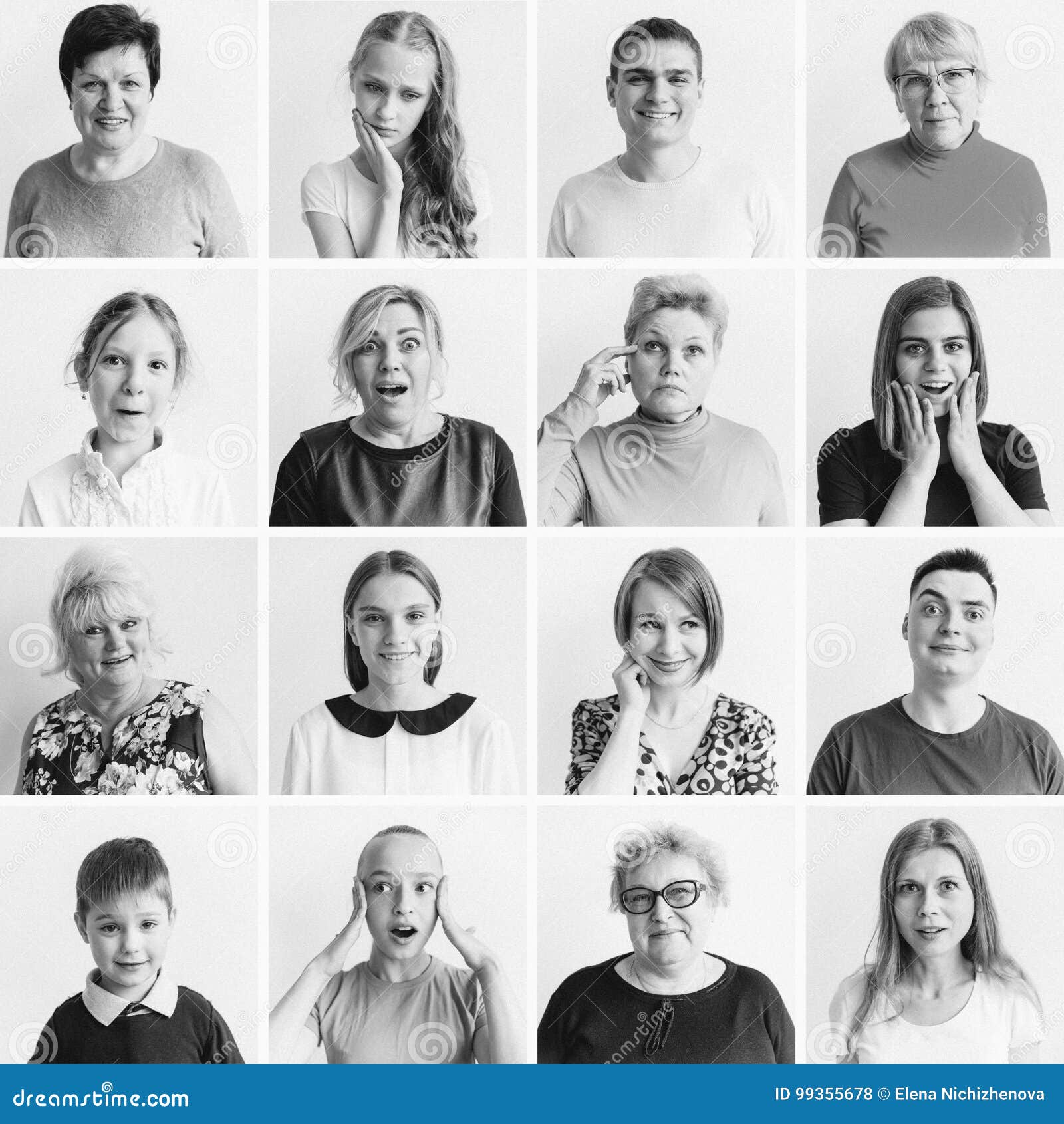 Women emotions collage stock photo. Image of cute, portrait - 99355678