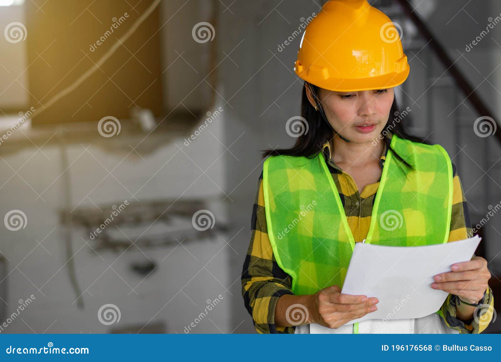 Women Engineering with Hard Hat at Construction Site Stock Photo ...