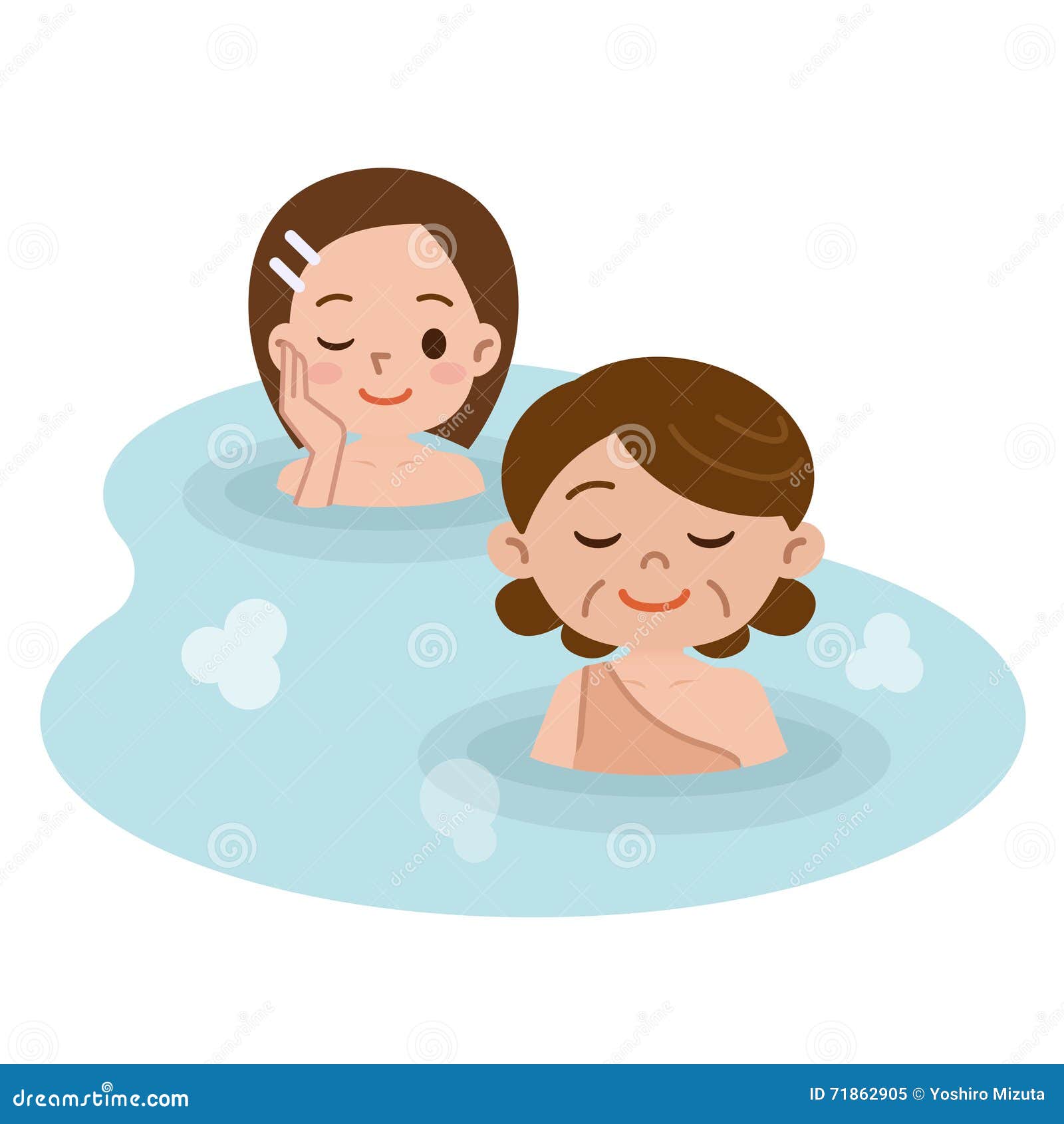 Women Entering the Hot Spring Stock Vector - Illustration of asian ...