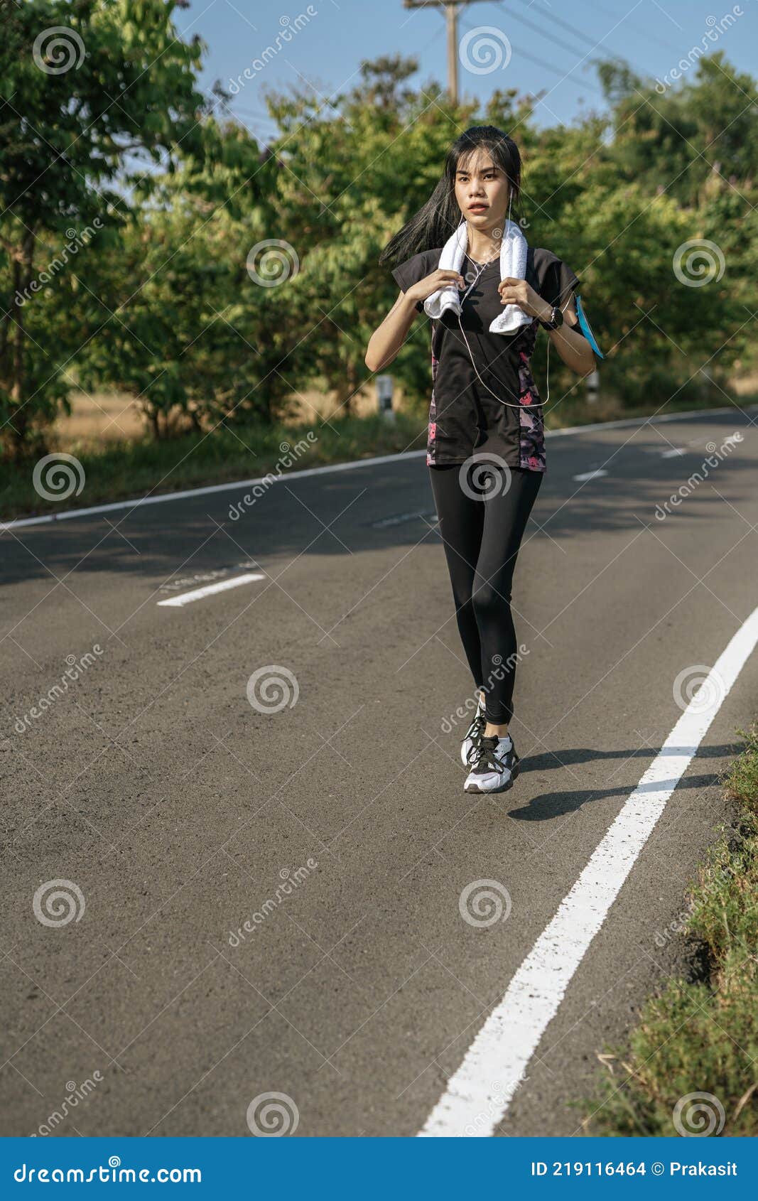 Women Exercise by Running on the Road Stock Photo - Image of morning ...