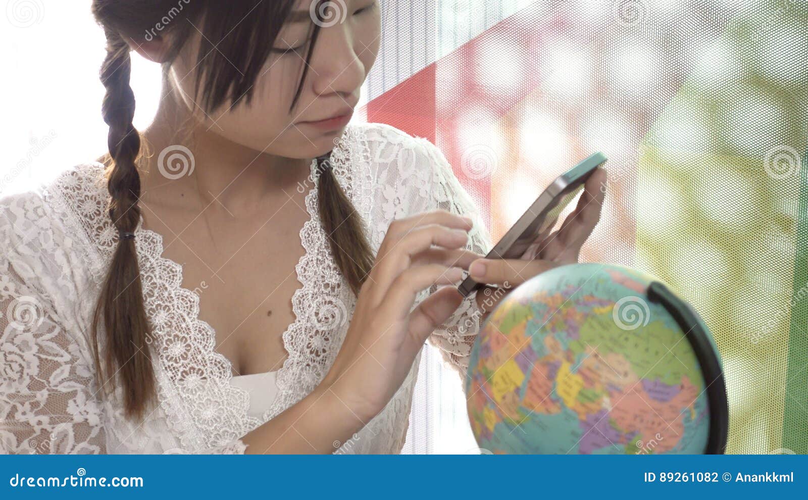 Women Explore the Globe To Plan Their Trip Stock Photo - Image of woman ...