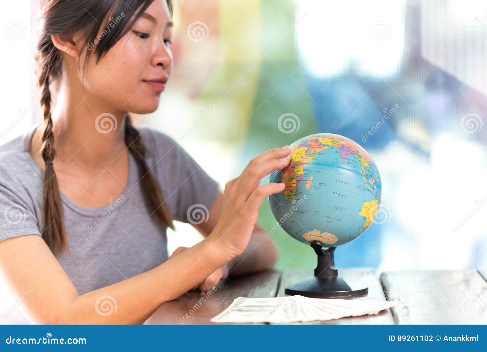 Women Explore the Globe To Plan Their Trip Stock Photo - Image of ...