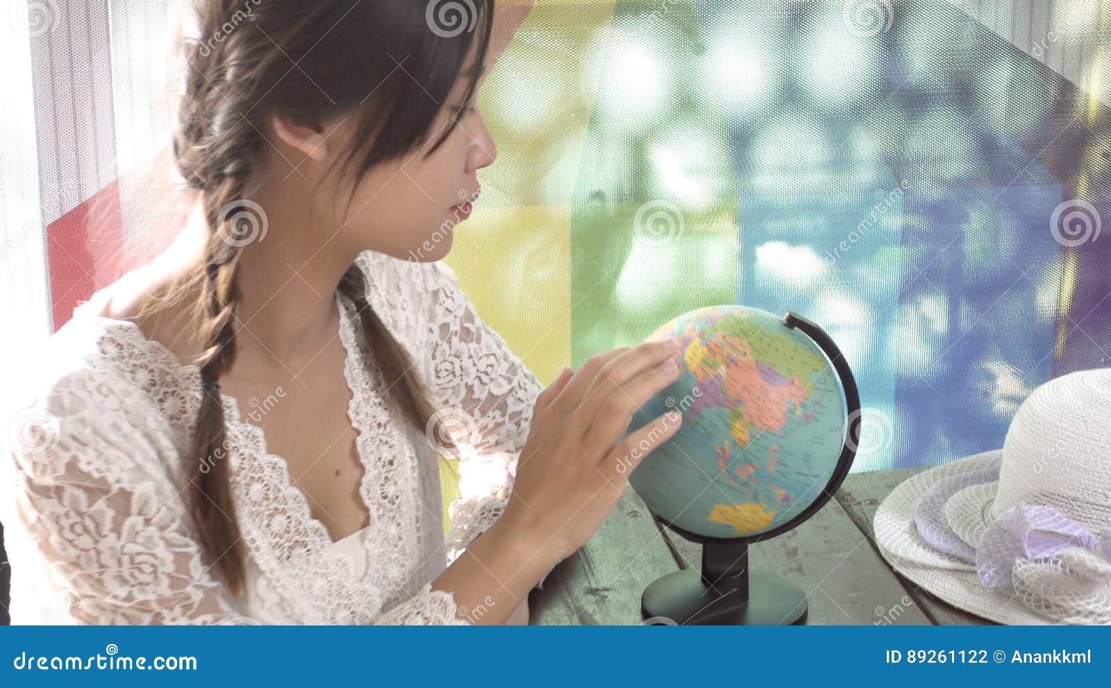 Women Explore the Globe To Plan Their Trip Stock Photo - Image of ...