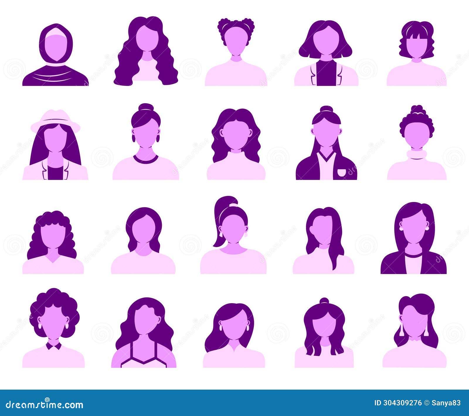 Women Face Avatars. Unknown or Anonymous Person Stock Illustration ...