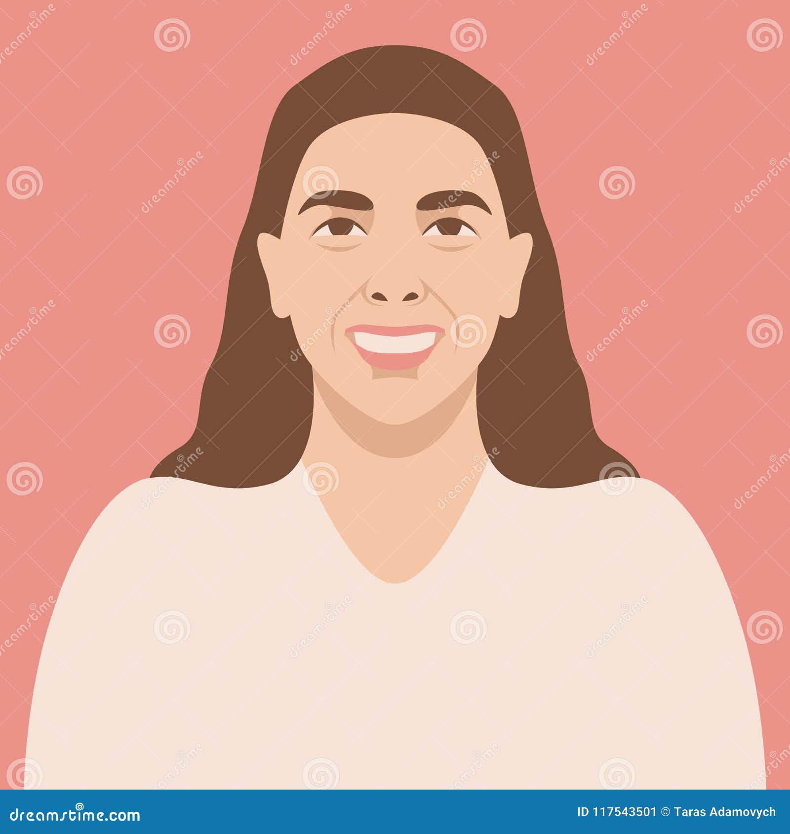 Women Face Smiling Front Side Vector Illustration Flat Stock Vector ...