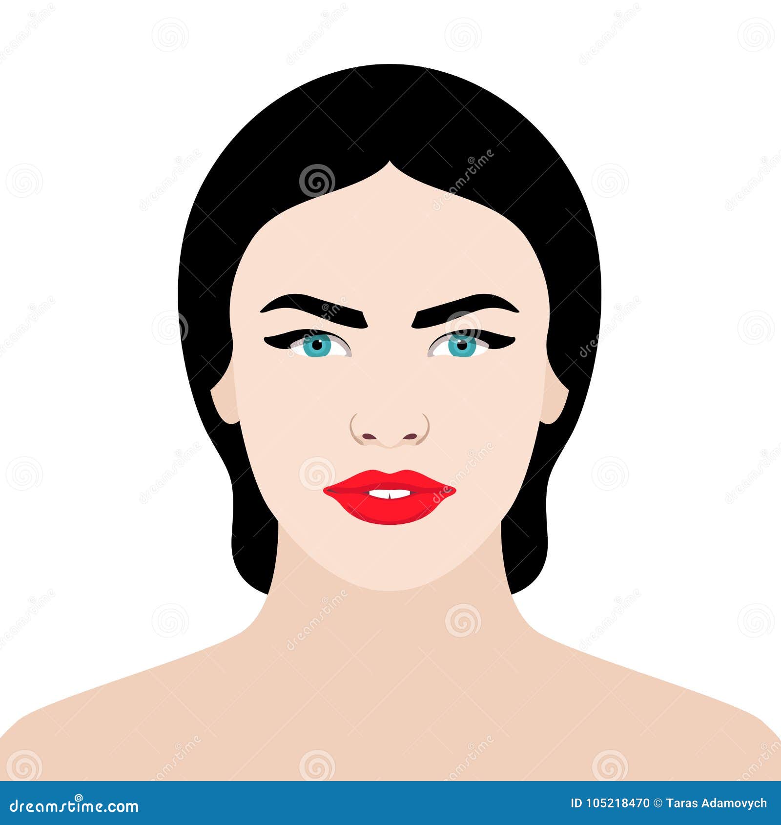 Women Face Vector Illustration Flat Style Front Stock Vector ...