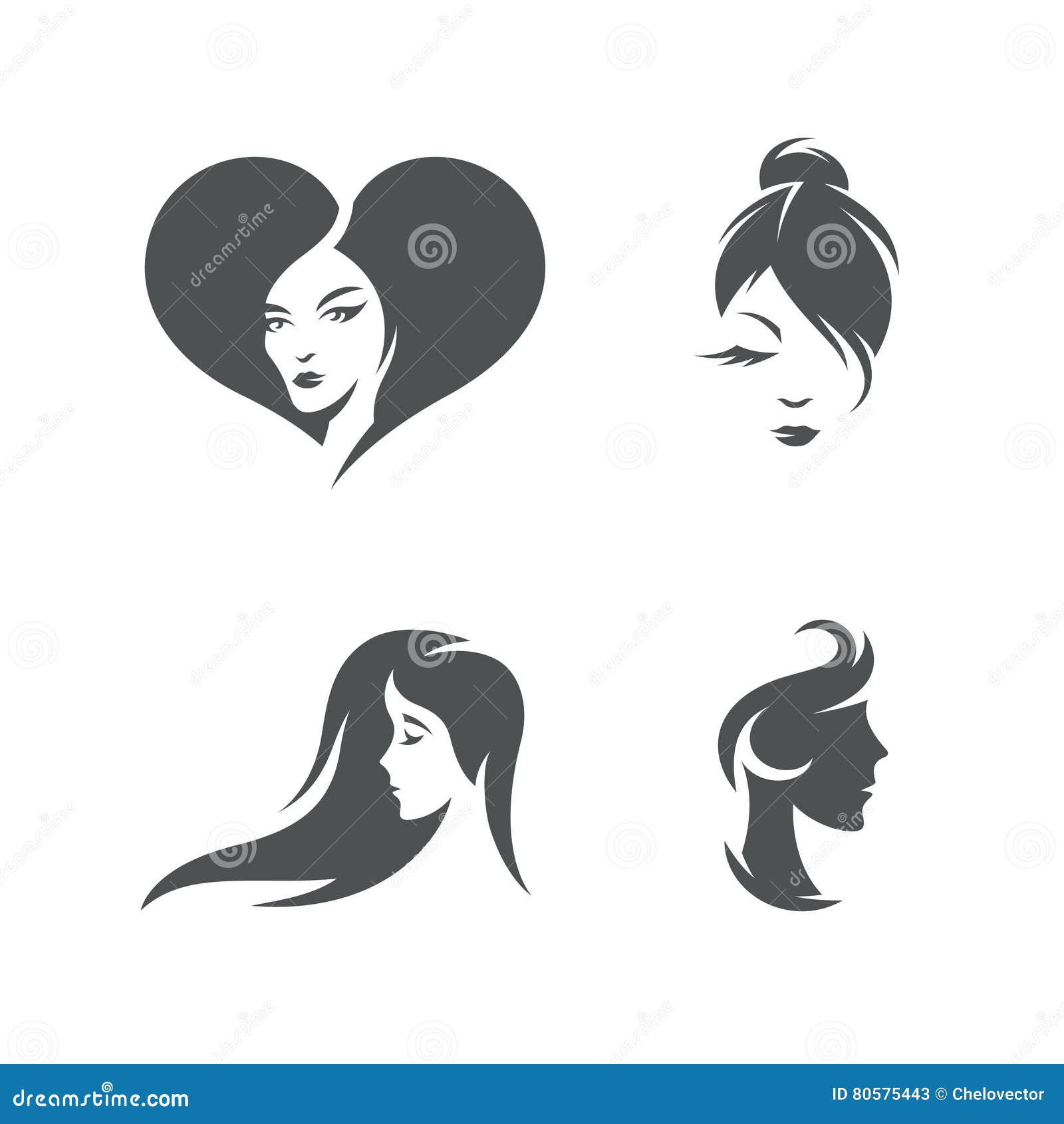 Women Faces Symbols Set. Vector Vintage Illustration. Stock Vector ... Women Faces Symbols Set. Vector Vintage Illustration. Stock Vector ...