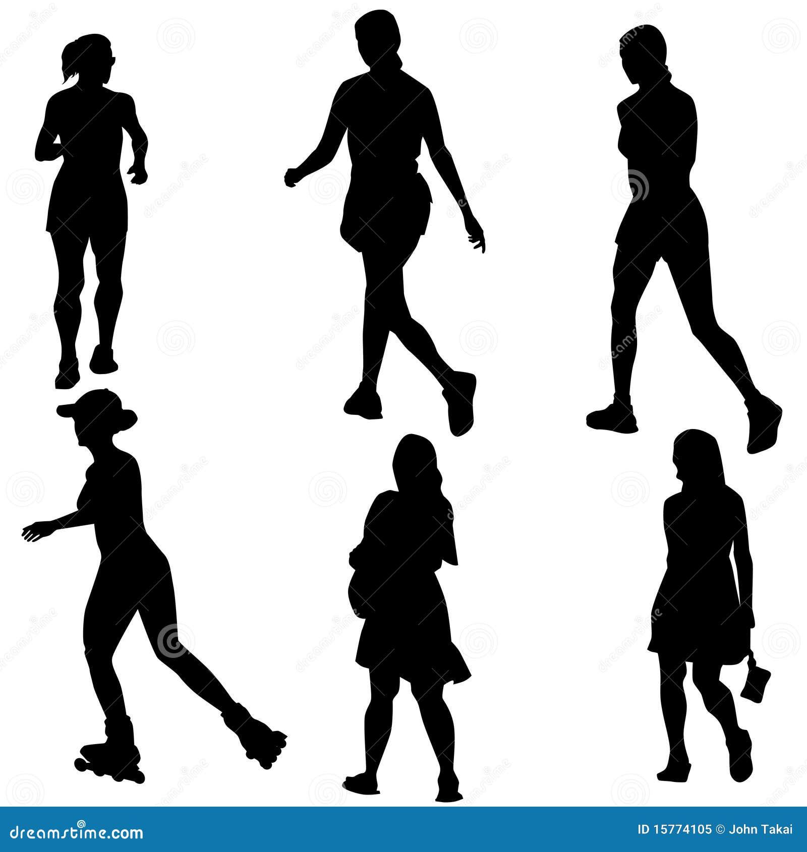 Women`s Figure Sketch. Different Poses. Template For Drawing For ...