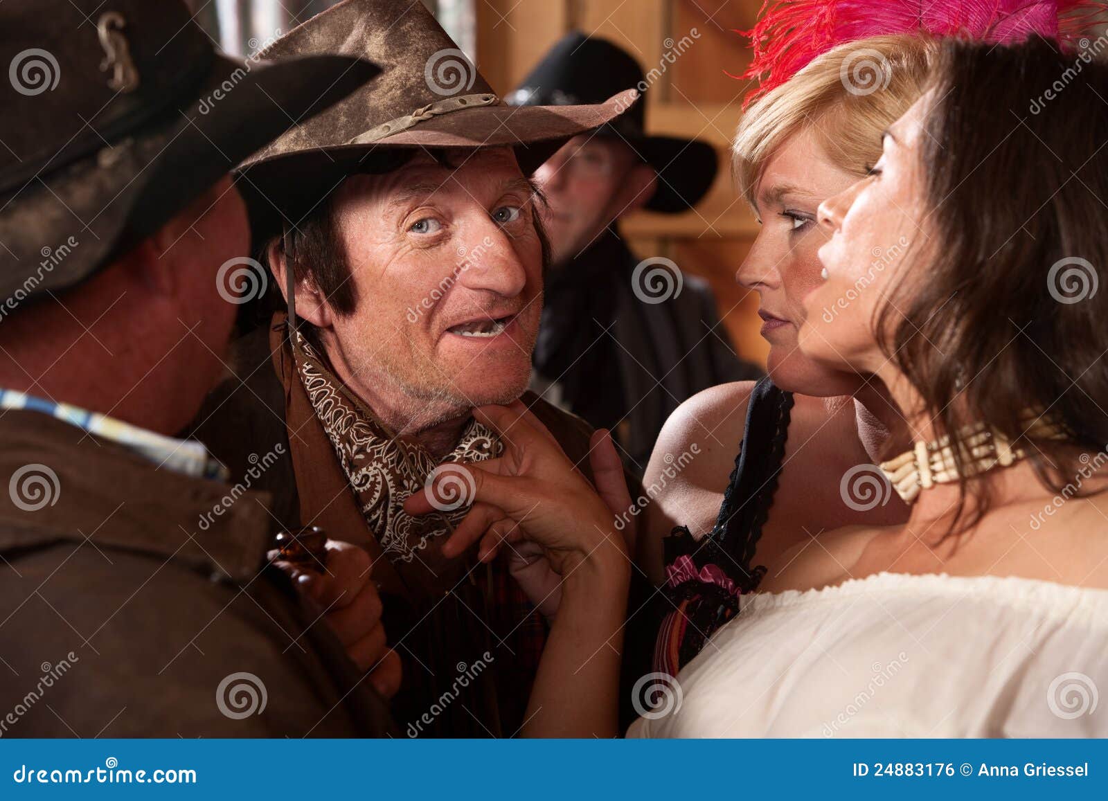 Women Flirt with Cowboy stock photo. Image of playing - 24883176