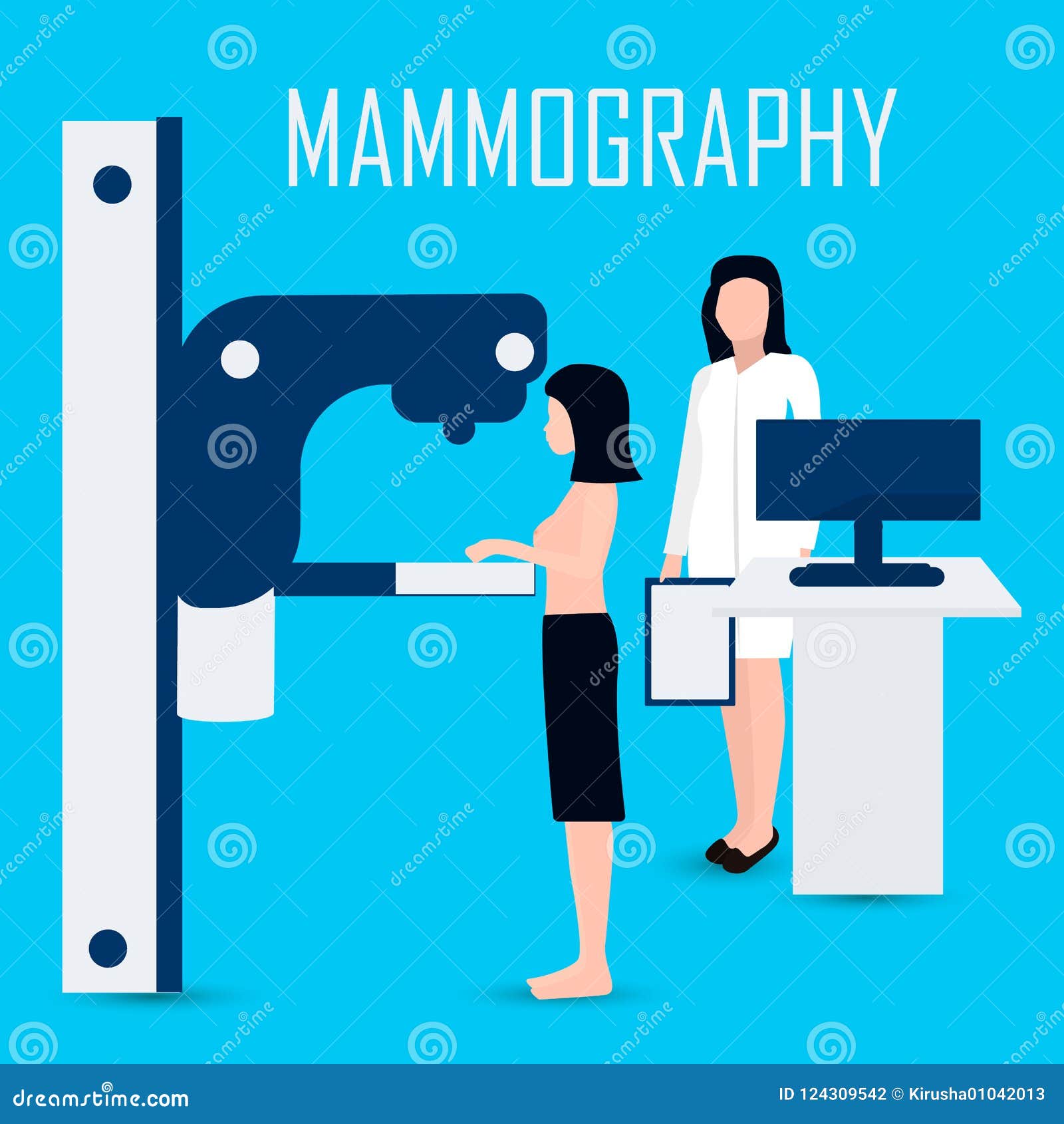 Women getting a mammogram stock illustration. Illustration of digital ...