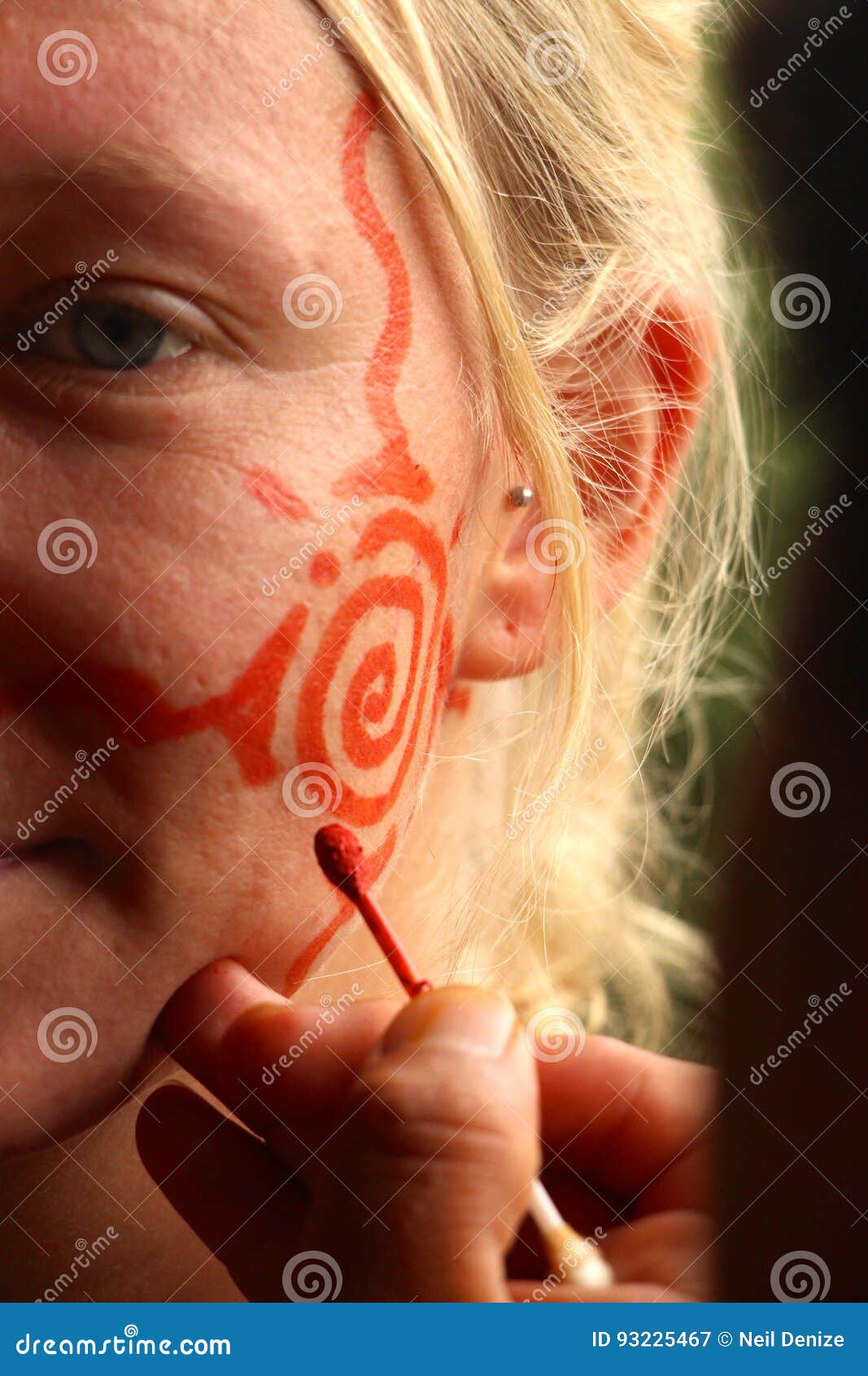 Women Getting a Traditional Face Paint Stock Image - Image of room ...