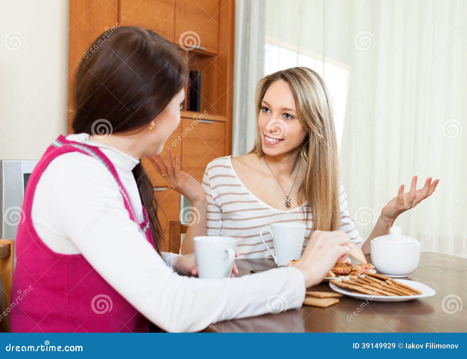 Women Gossiping and Drinking Tea Stock Image - Image of laughing, girl ...