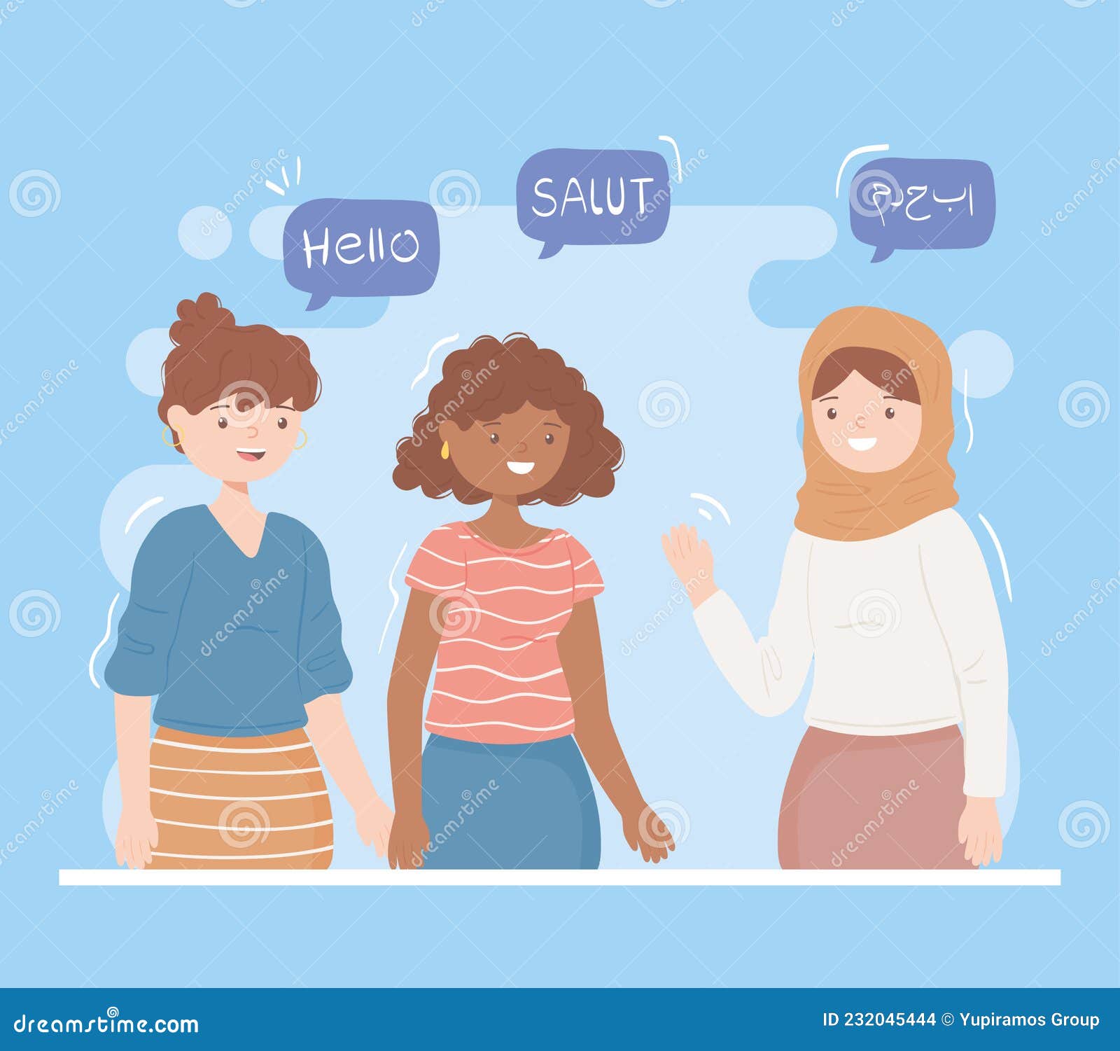 Women Greeting Different Languages Stock Vector - Illustration of ...