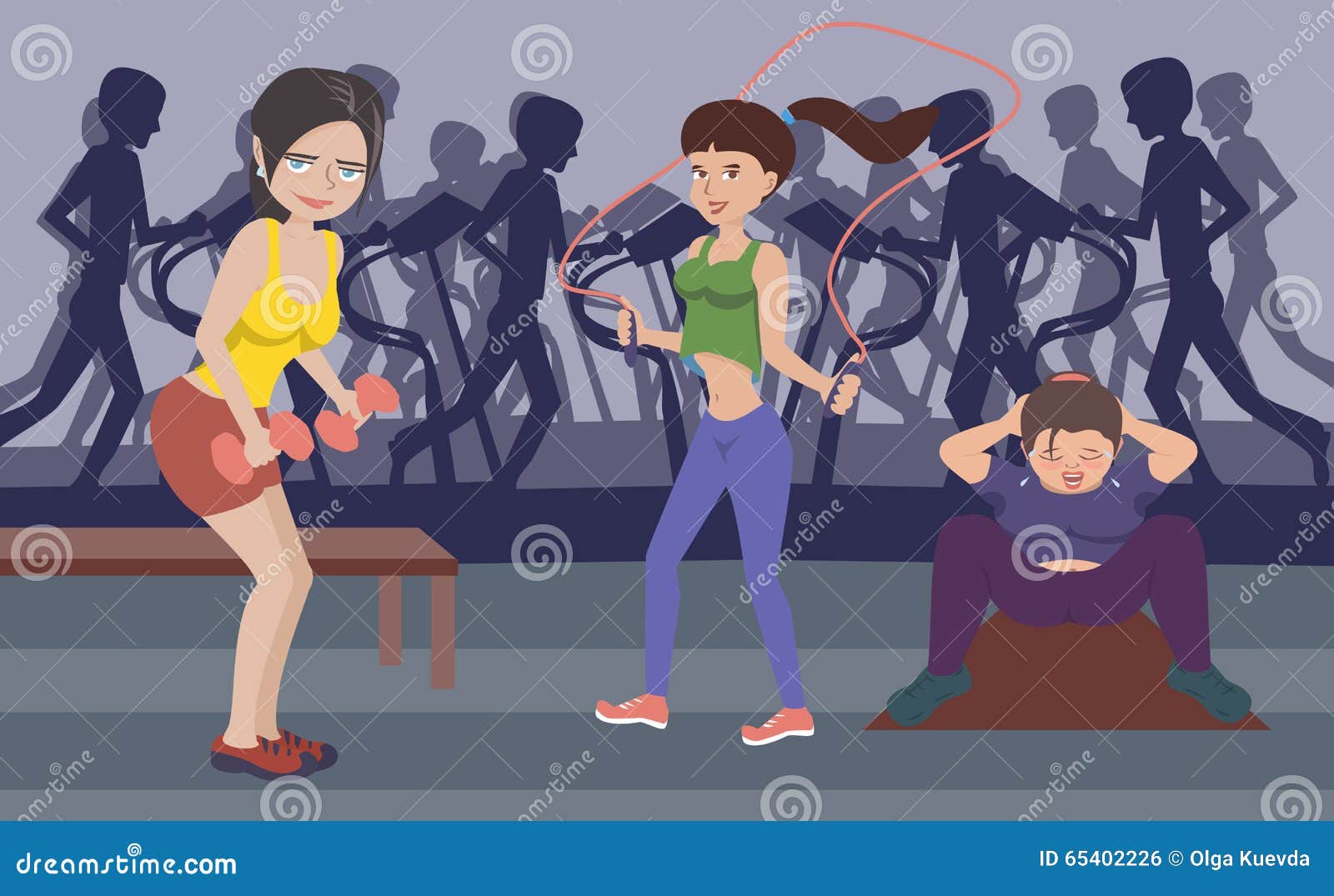 Women at gym stock vector. Illustration of exercise, lifting - 65402226
