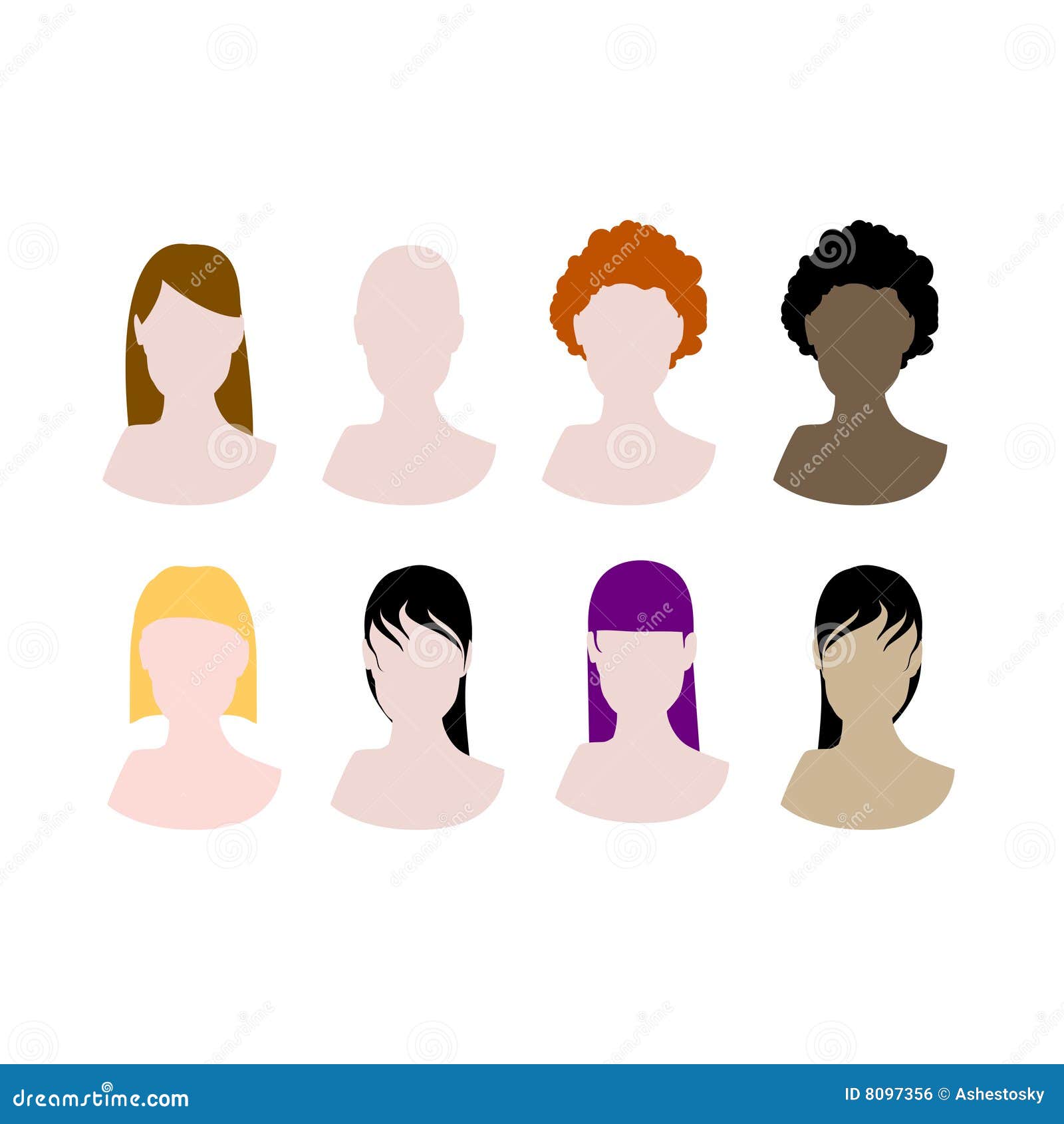 Women hair styles avatars stock vector. Illustration of woman - 8097356