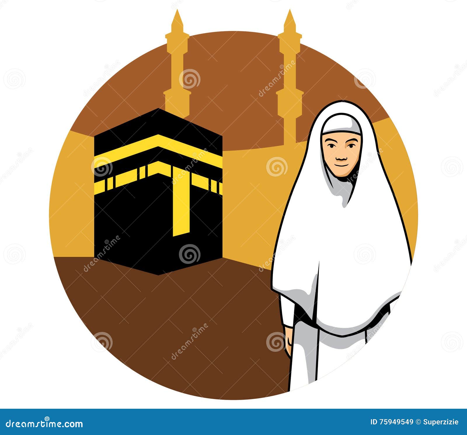 Women Hajj And Kaaba Background Cartoon Vector | CartoonDealer.com ...