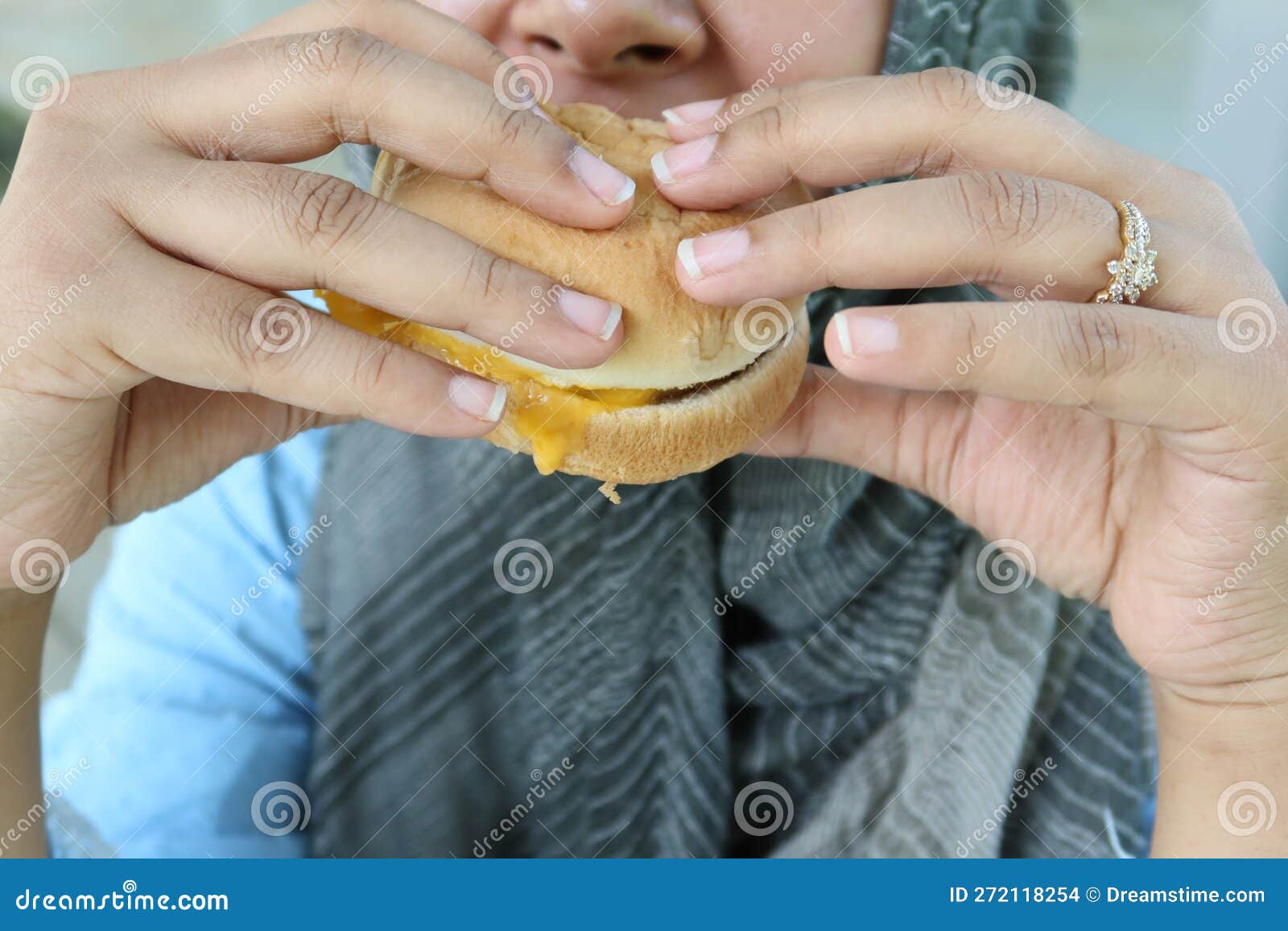 Women Hand Holding Beef Burger Top View Stock Photo - Image of ...