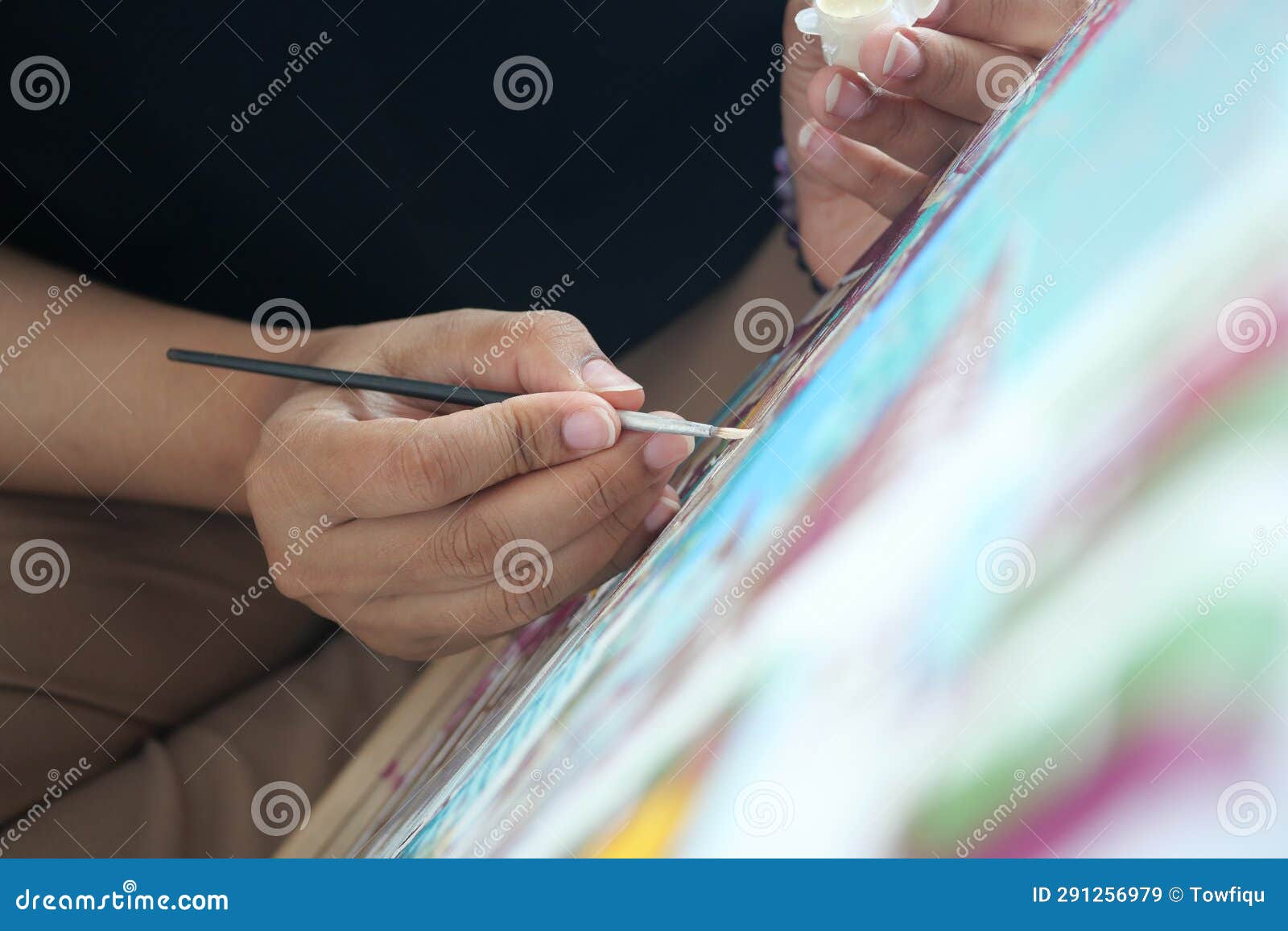Women Hand Holding Brush with Paint Stock Image - Image of paintwork ...