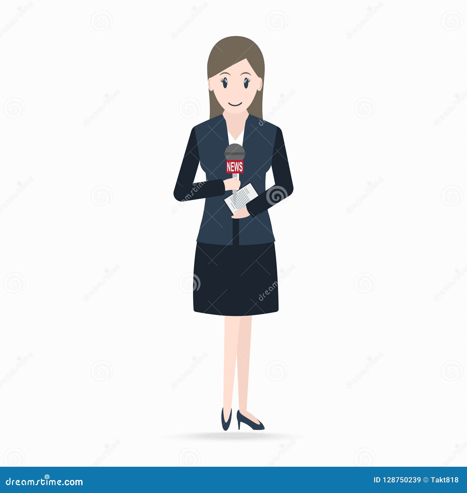 Women with Hand Holding Microphone Icon, Journalist Concept Stock ...