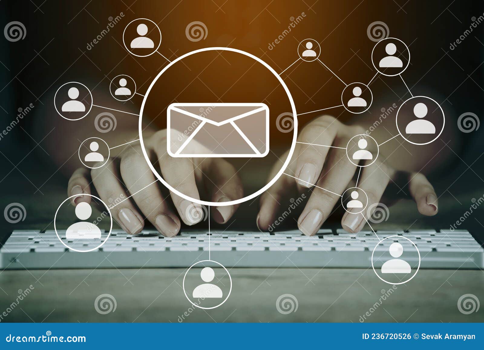 Women Hand Message Sign in Computer. Stock Photo - Image of network ...