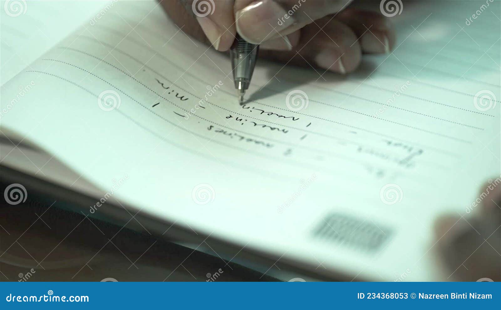 Women Hand with Pen Checking Notes - Close Up Stock Video - Video of ...