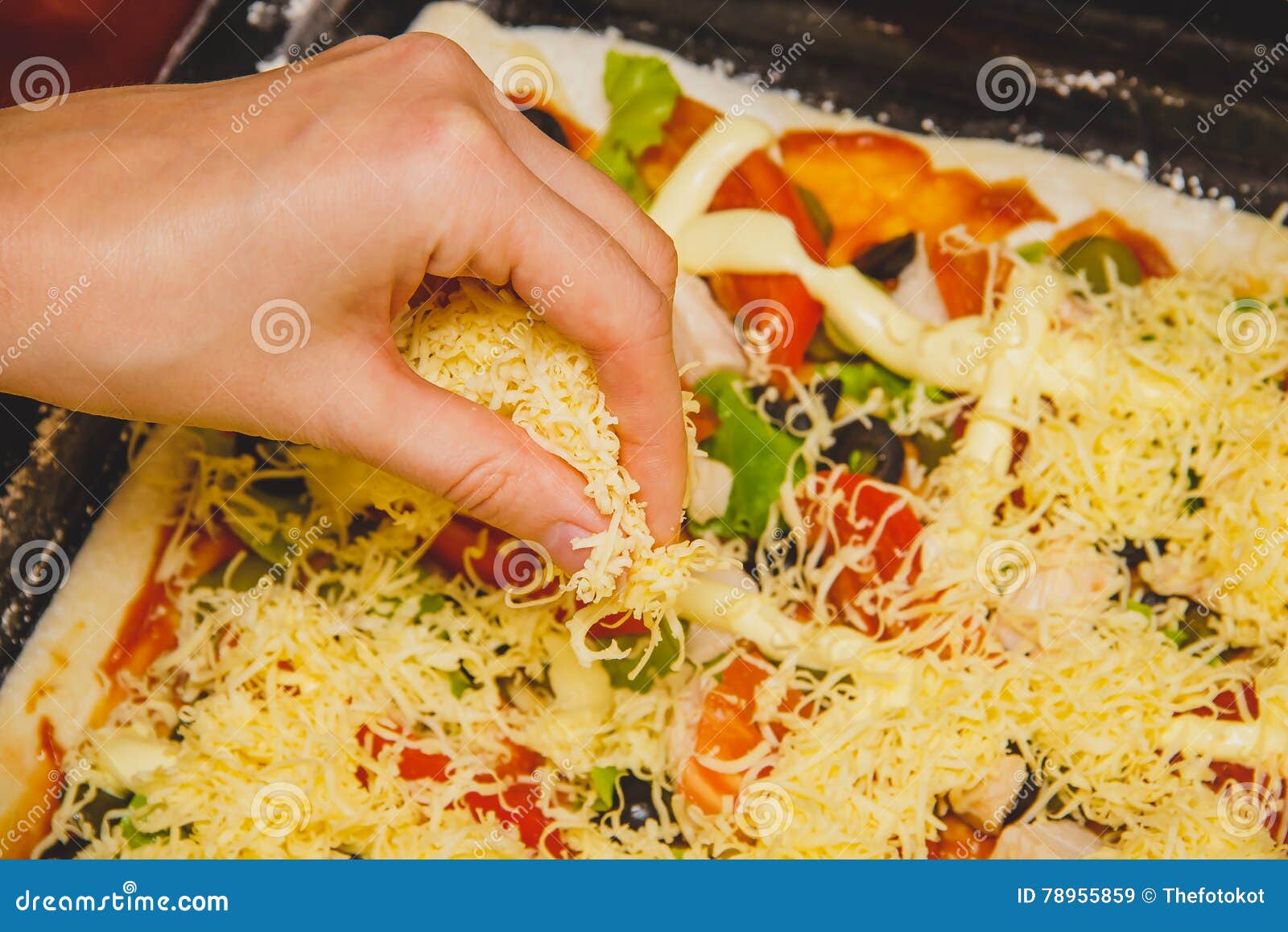 Women Hand Prepare Homemade Pizza Stock Image - Image of crust, slice ...