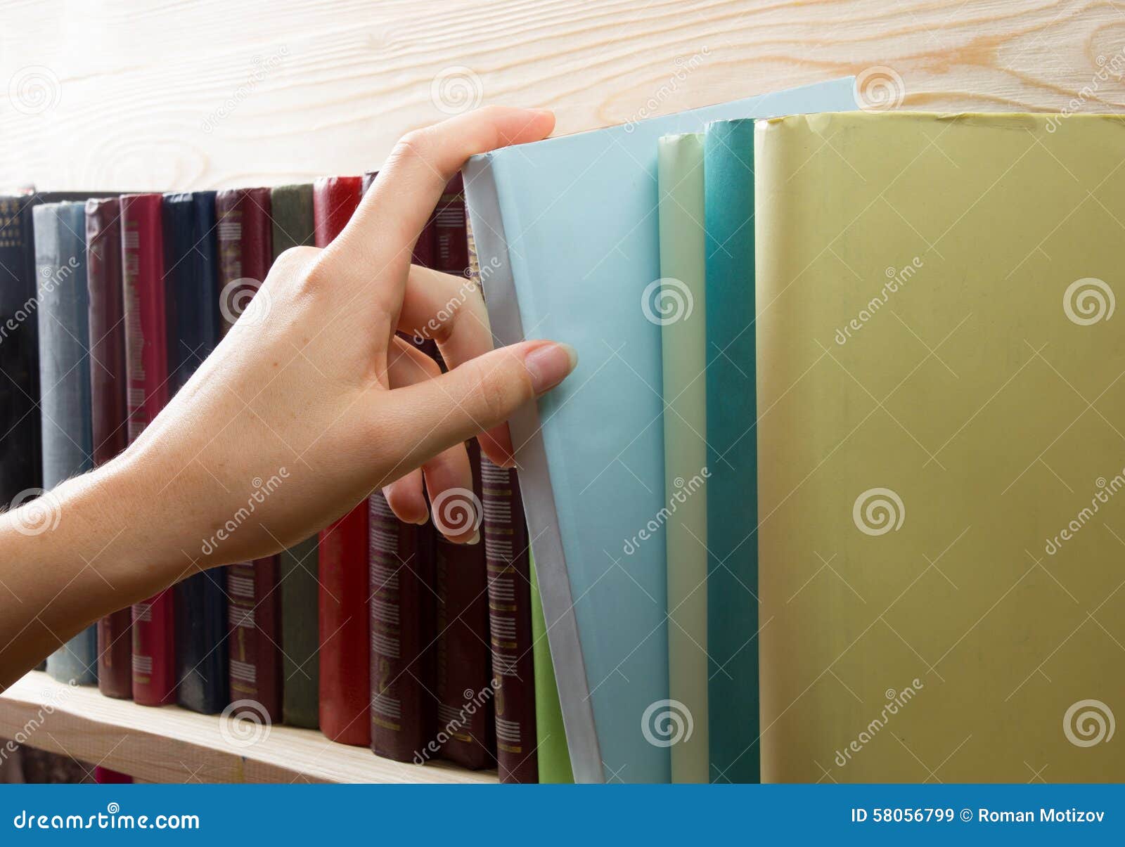 Women Hand Selecting Book from a Bookshelf in Library. Back To School ...