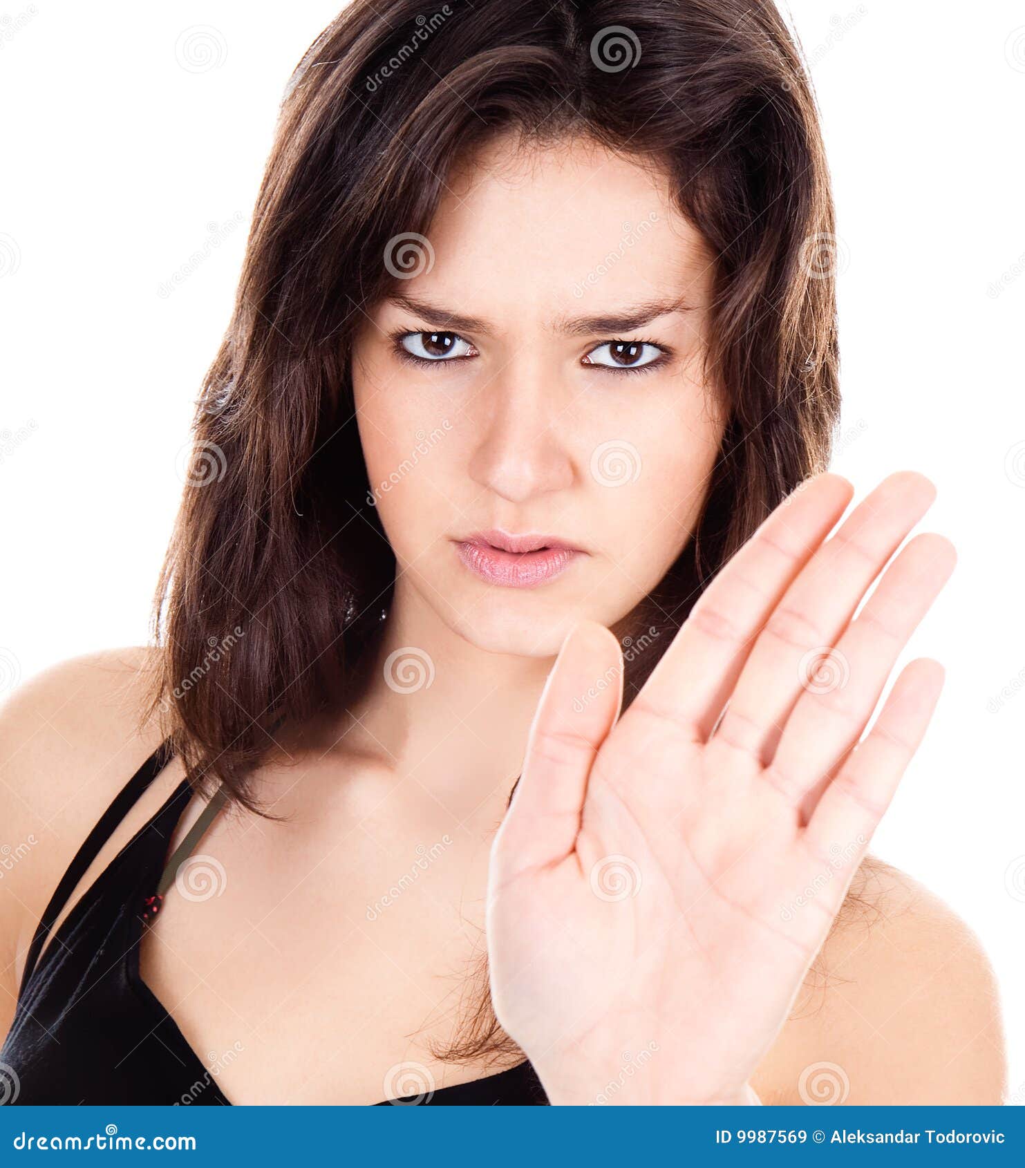 Women with hand stop sign stock image. Image of hair, adult - 9987569