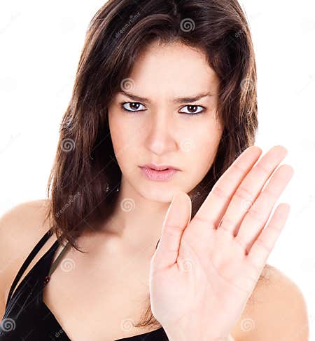 Women with hand stop sign stock image. Image of hair, adult - 9987569
