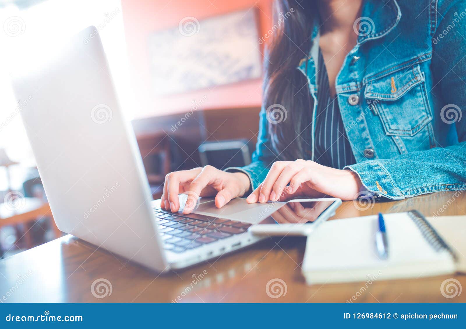 Women Hand are Using a Computer Laptop in the Office. Stock Photo ...