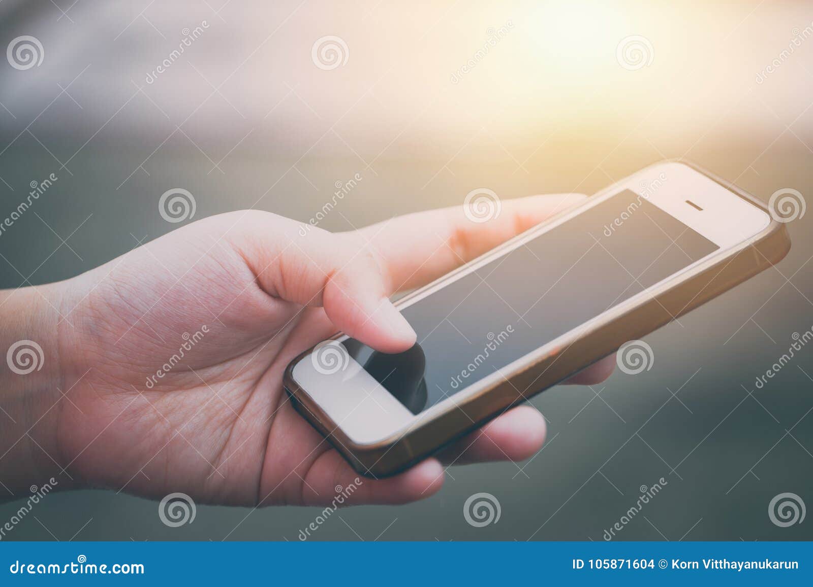 Hand Using Smartphone Blank Screen Stock Photo - Image of finger ...