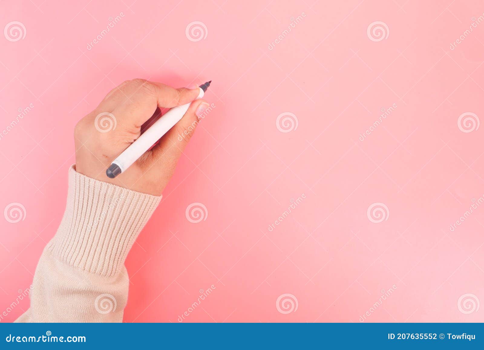 Women Hand Writing with Pen on Pink Background Stock Photo - Image of ...