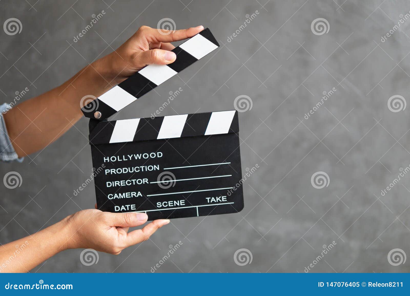 Women Hands Holding Clapper Board for Making Video Cinema Stock Image ...