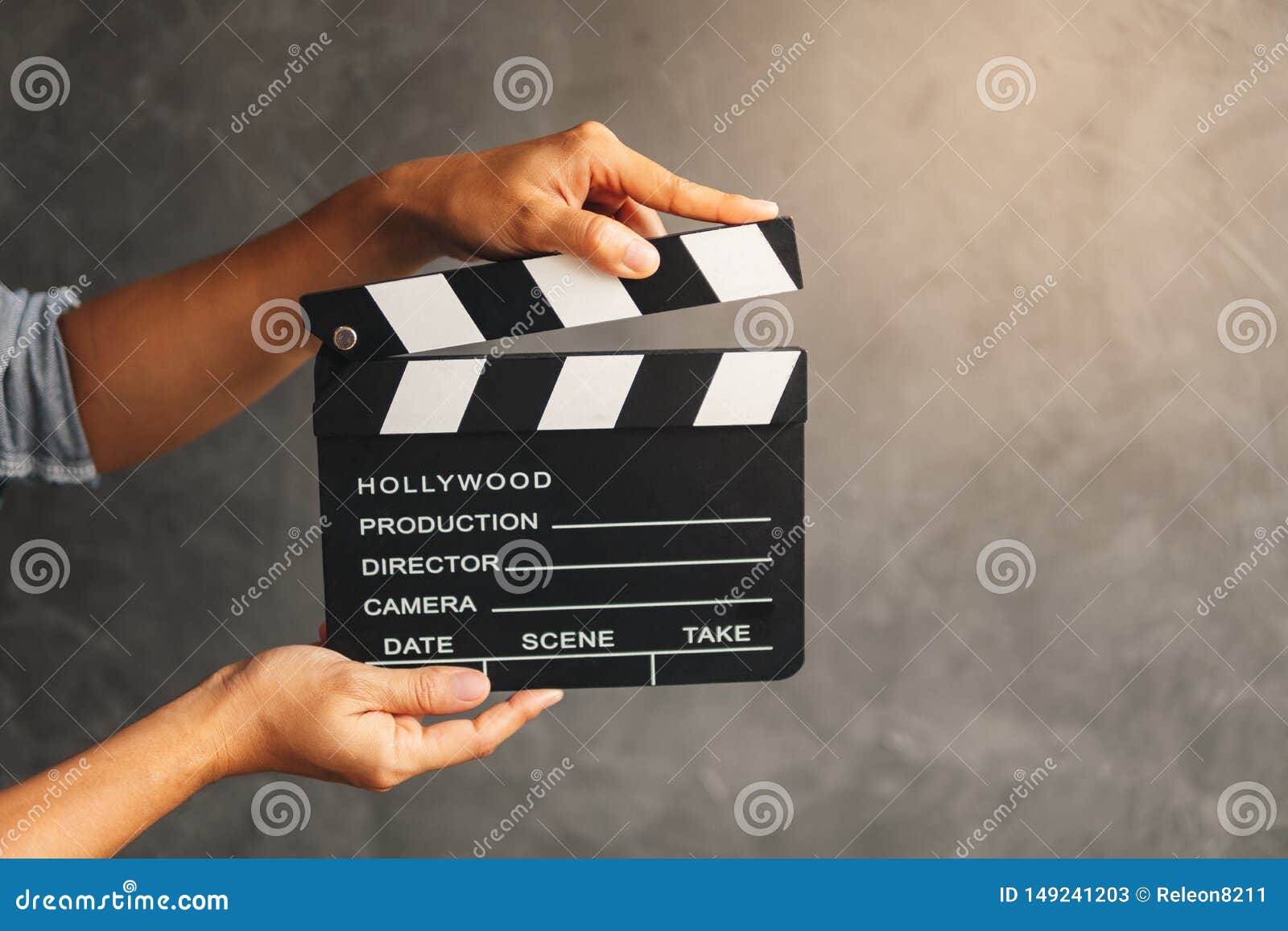 Women Hands Holding Clapper Board for Making Video Cinema Stock Image ...