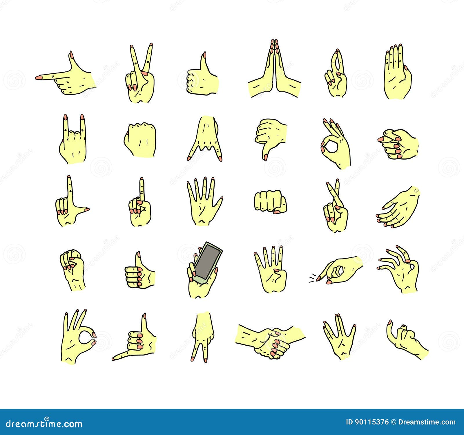 Women hands. Icons stock vector. Illustration of forefinger - 90115376