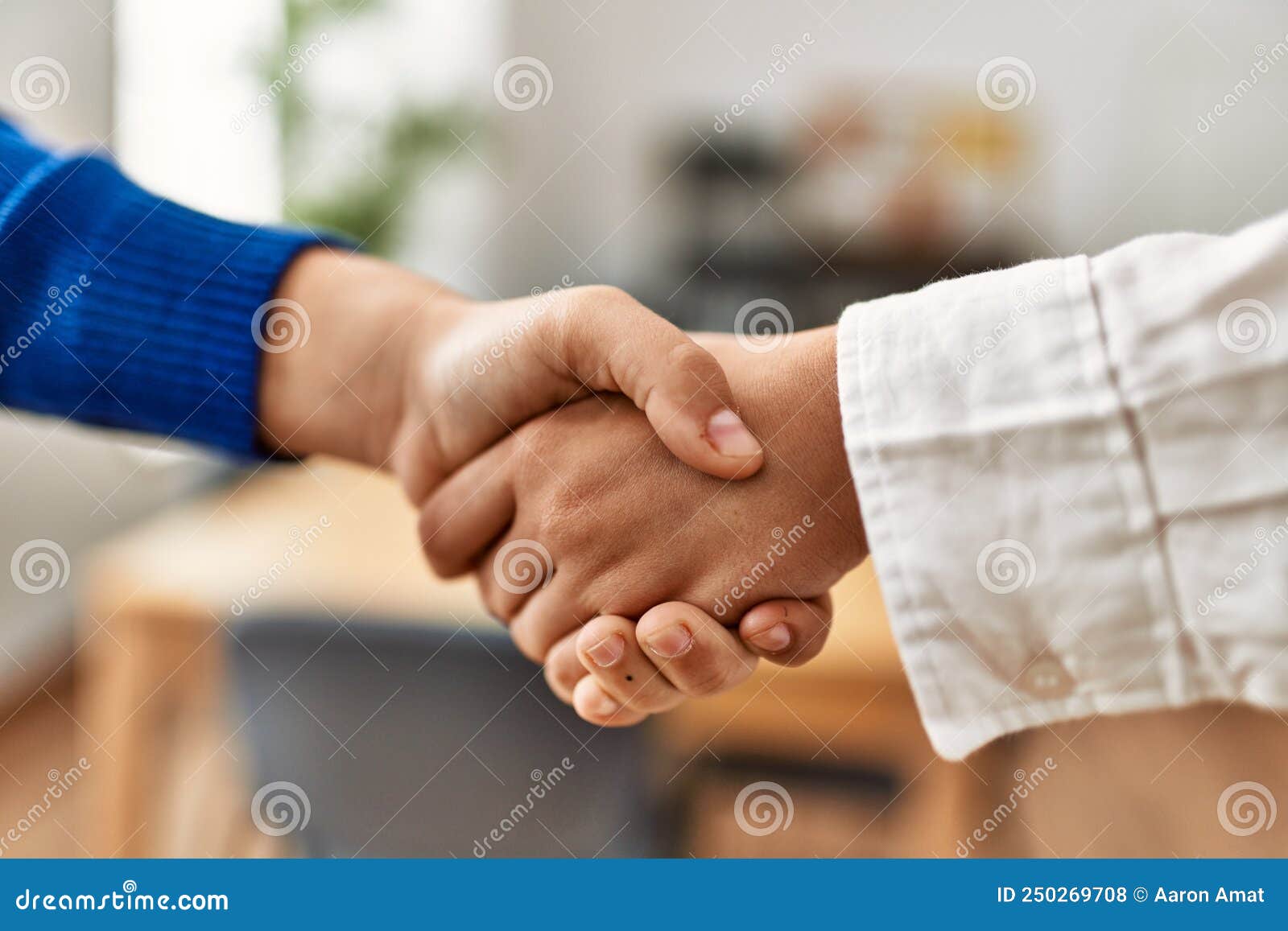 Women Hands Signing Contract with Handshake at the Office Stock Photo ...