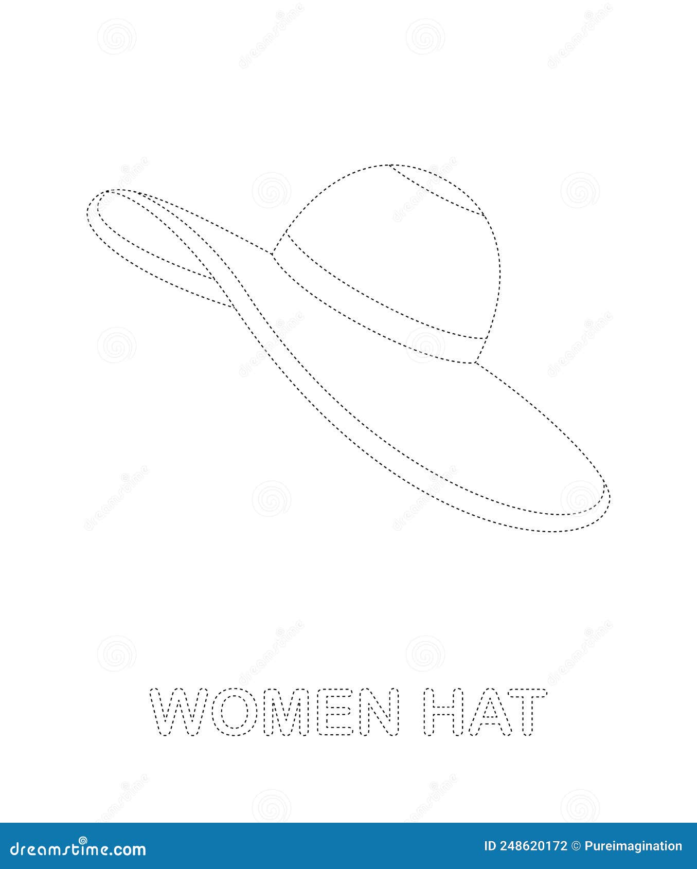 Women Hat Tracing Worksheet for Kids Stock Vector - Illustration of ...