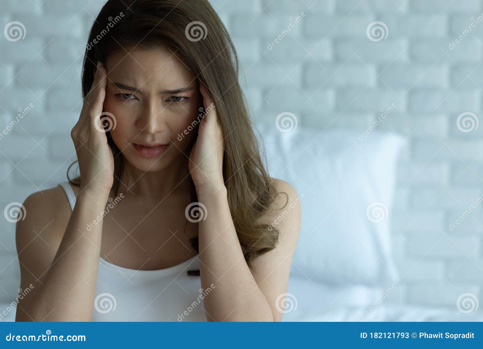 Women Have Pain Head after Hard Work Out Stock Image - Image of health ...